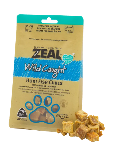 Zeal - Hoki Fish Cubes 長尾藍鱈魚粒 (貓犬適用) 125g – Peek A Paw